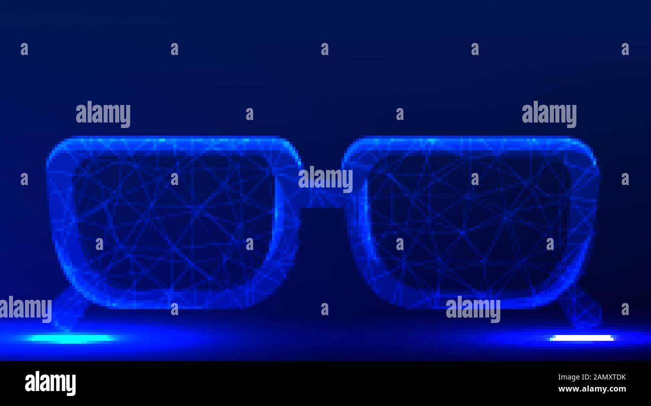 spectacles, eyeglass, optical concept, abstract low poly wireframe mesh ...