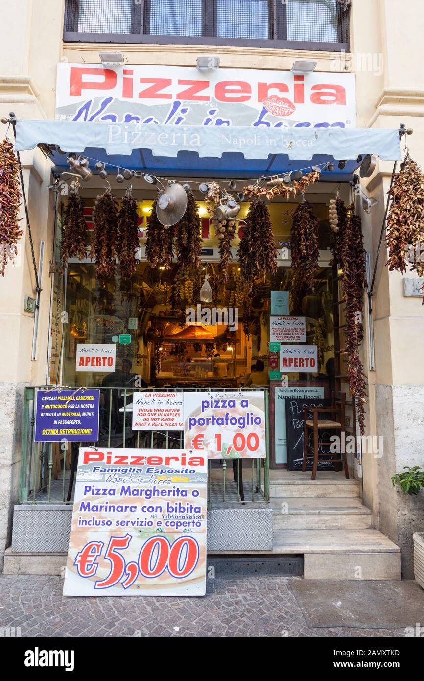 A store front sign and front facade for typical Italian restaurant ...