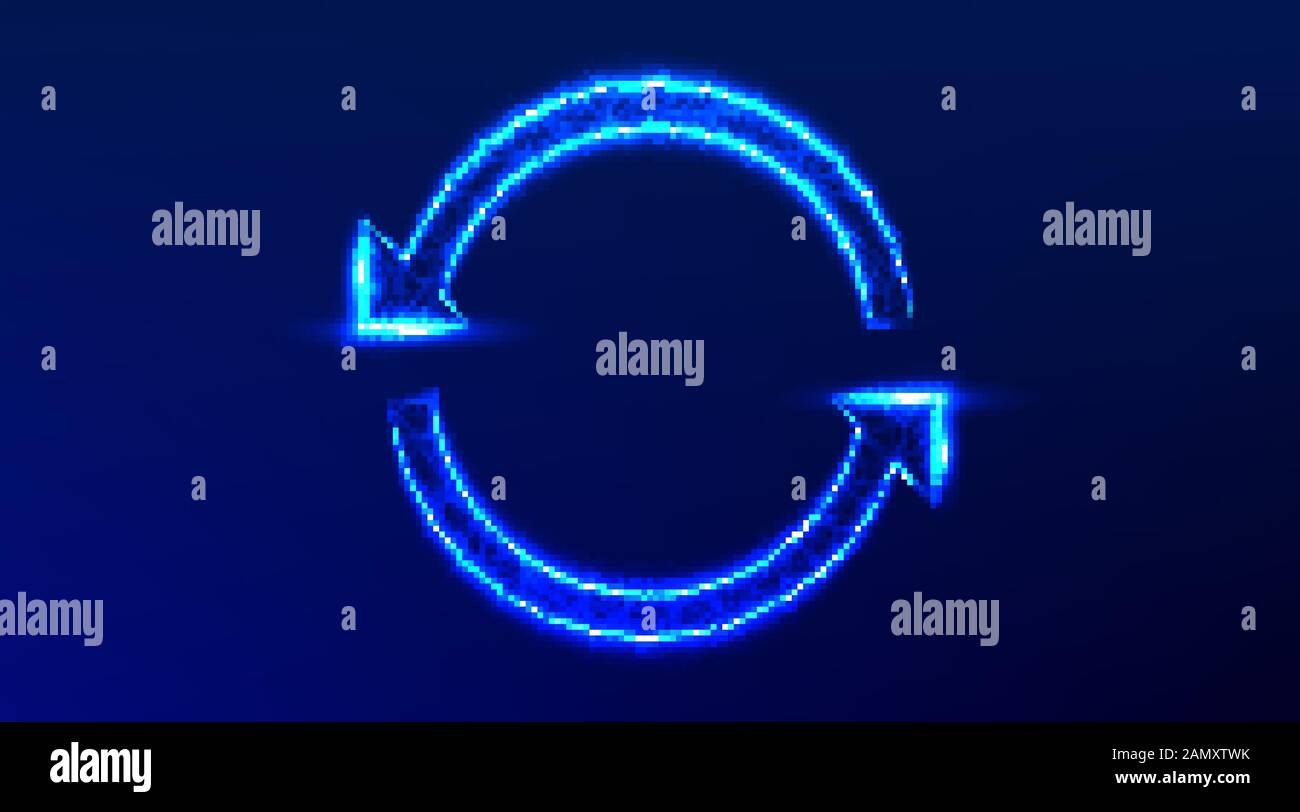 circle arrows in a round rotating circular, recycle. abstract low poly ...