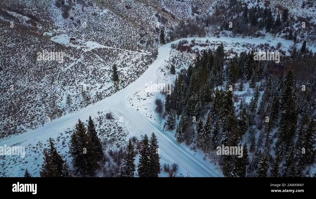Aerial view of mountains in the Winter Stock Photo - Alamy
