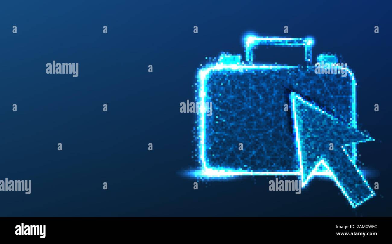 pointer and folder icon. Abstract Low Poly wireframe mesh design. On ...