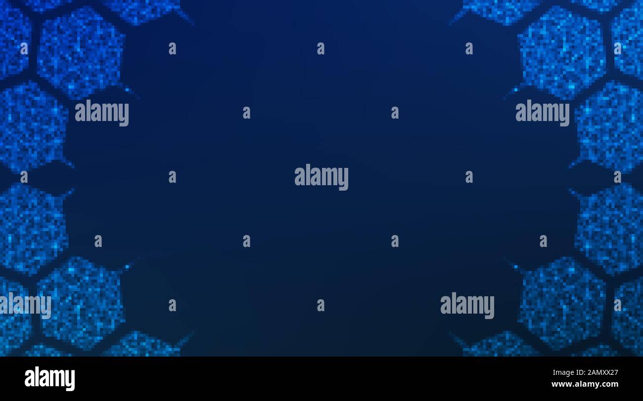 Molecule Structure Form Lines And Triangles Hexagon Point Connecting Network On Blue Background