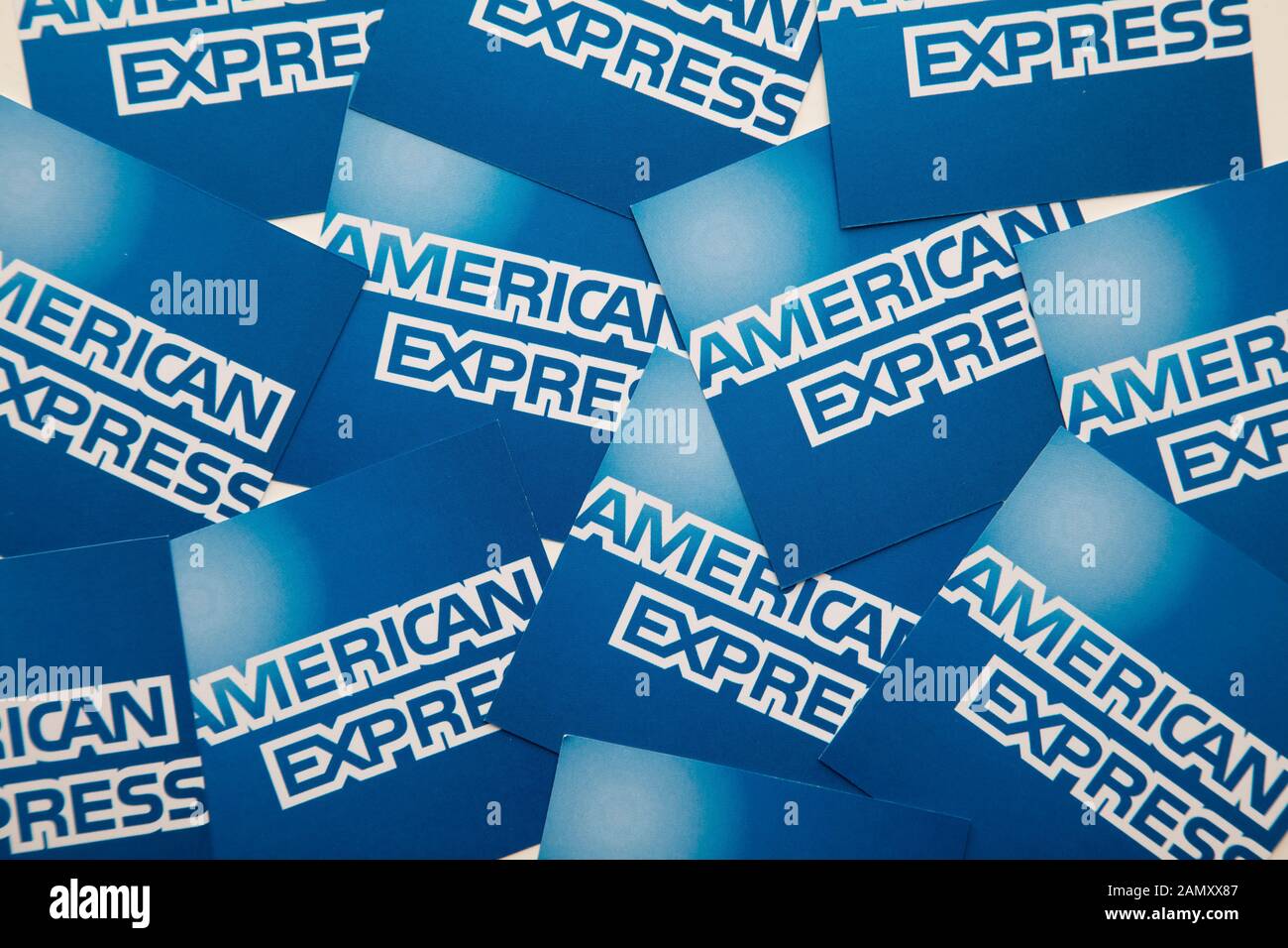 LONDON, UK - January 15th 2020: American express brand logo printed ...