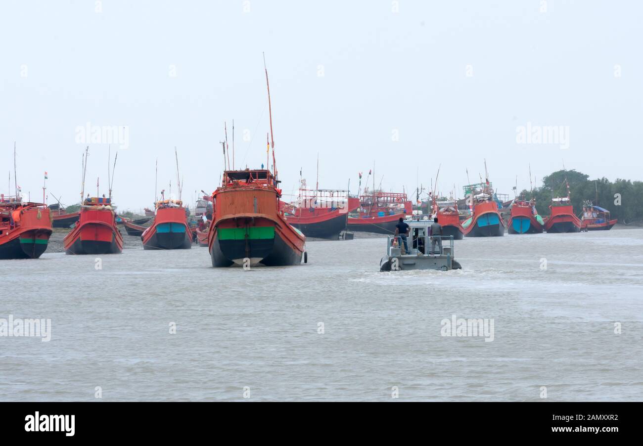 Many Commercial nautical sea vessels like trawler boat ship sailboat ...