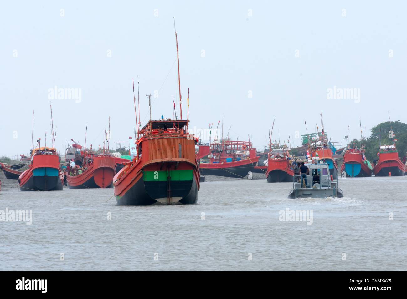 Many Commercial nautical sea vessels like trawler boat ship sailboat ...