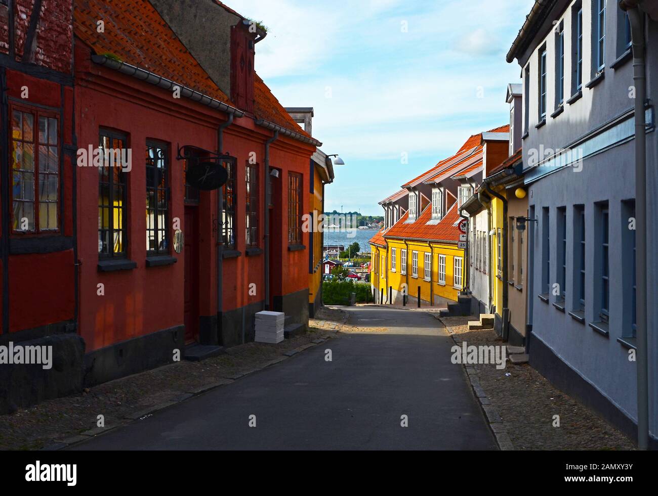 Holbaek / Denmark ; 06/20/2017 :Danish houses in the port of Holbaek ...