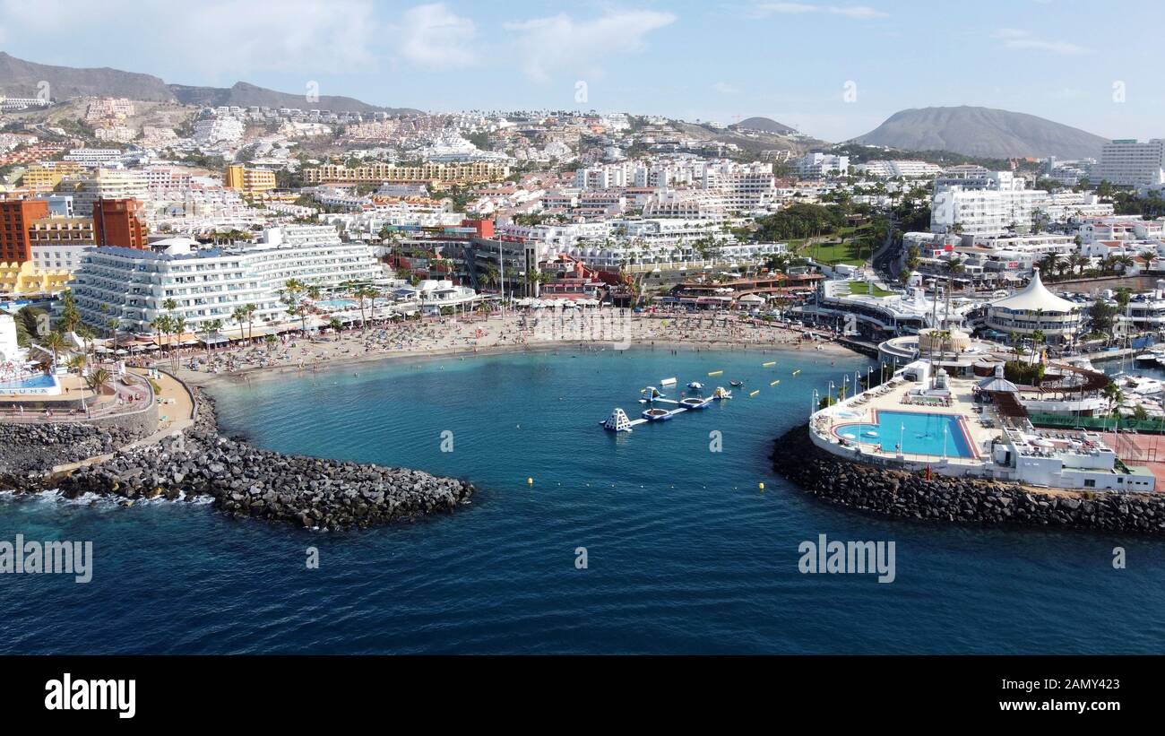 Aerial view of the beach called playa la pinta puerto colon. A very ...