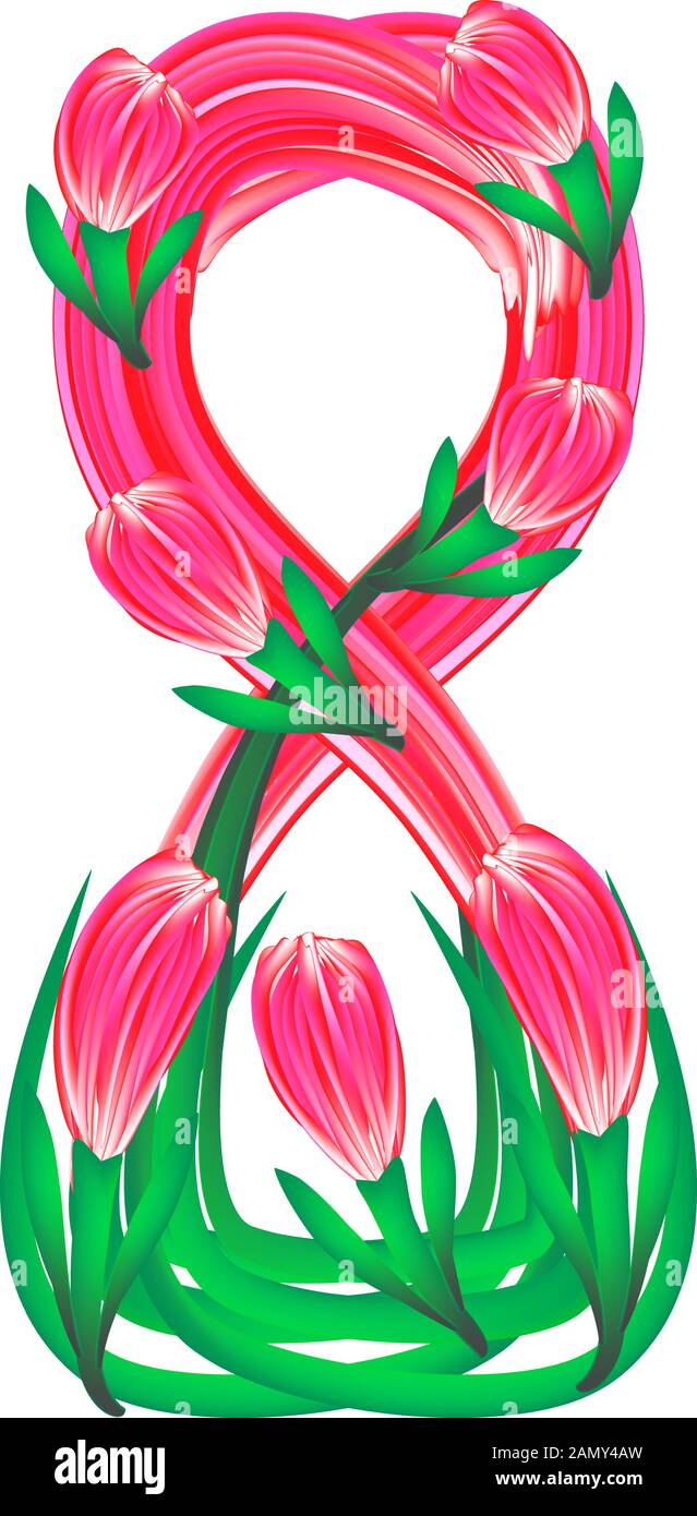 March 8. Eight of flowers. Vector illustration on isolated background ...