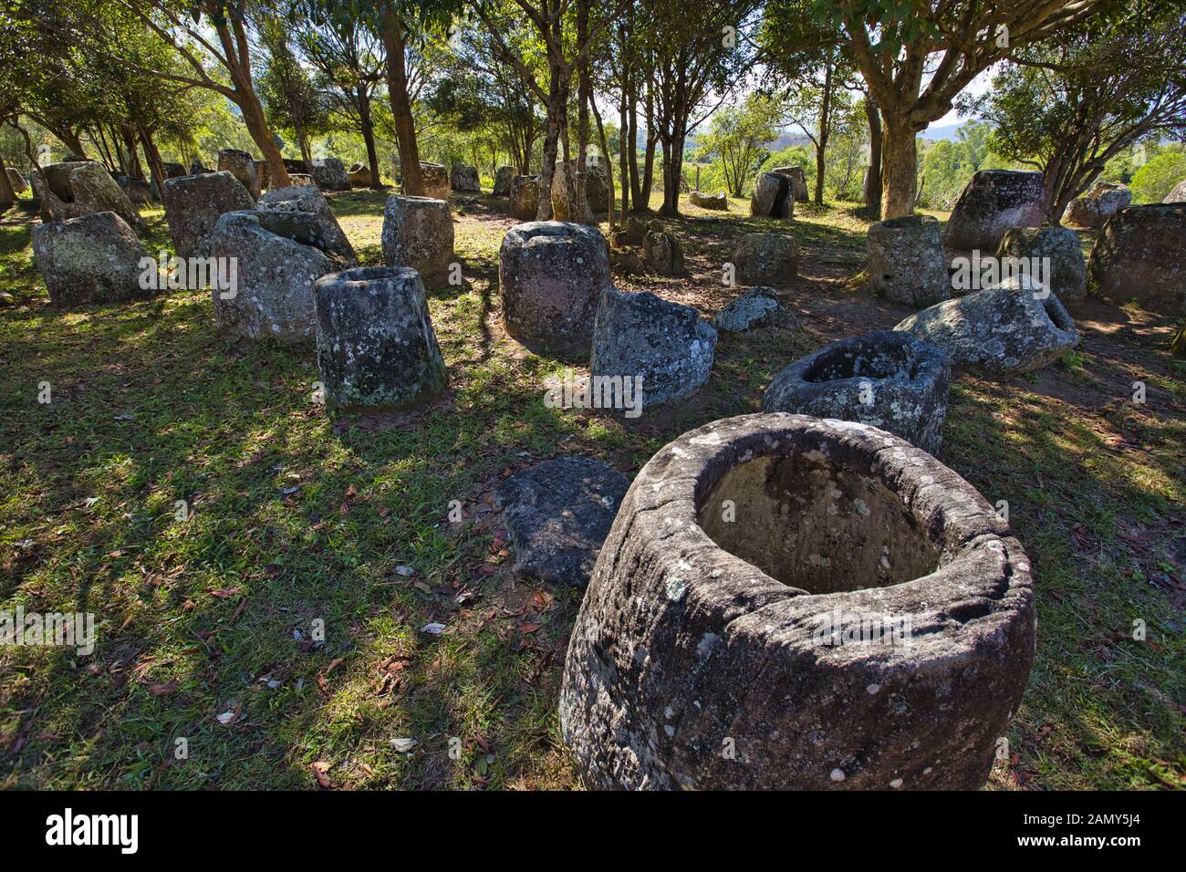 Mysterious stone jars are scattered over a large area near the city of ...