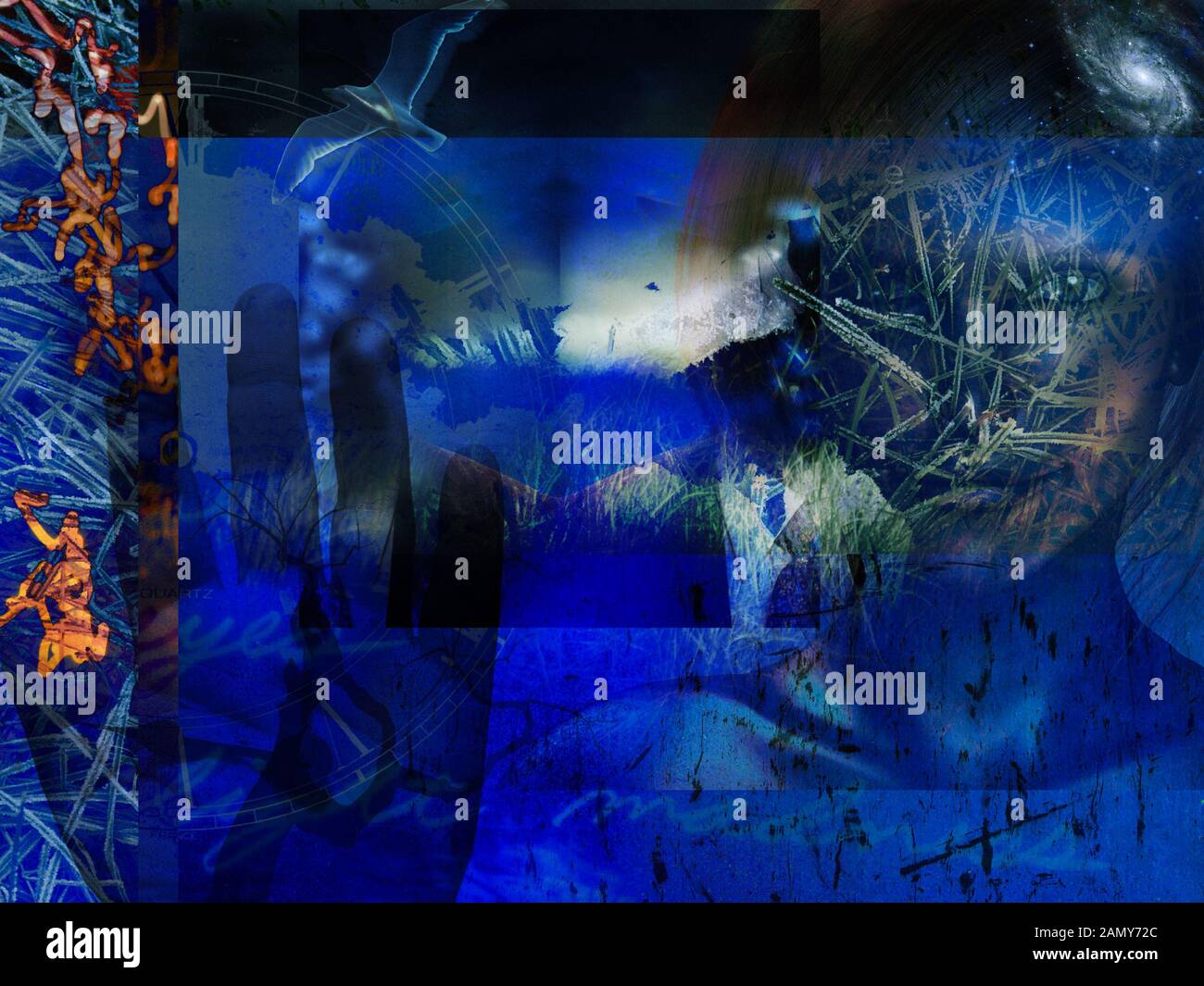 Modern Art. Grunge Blue Abstract with Woman Stock Photo - Alamy