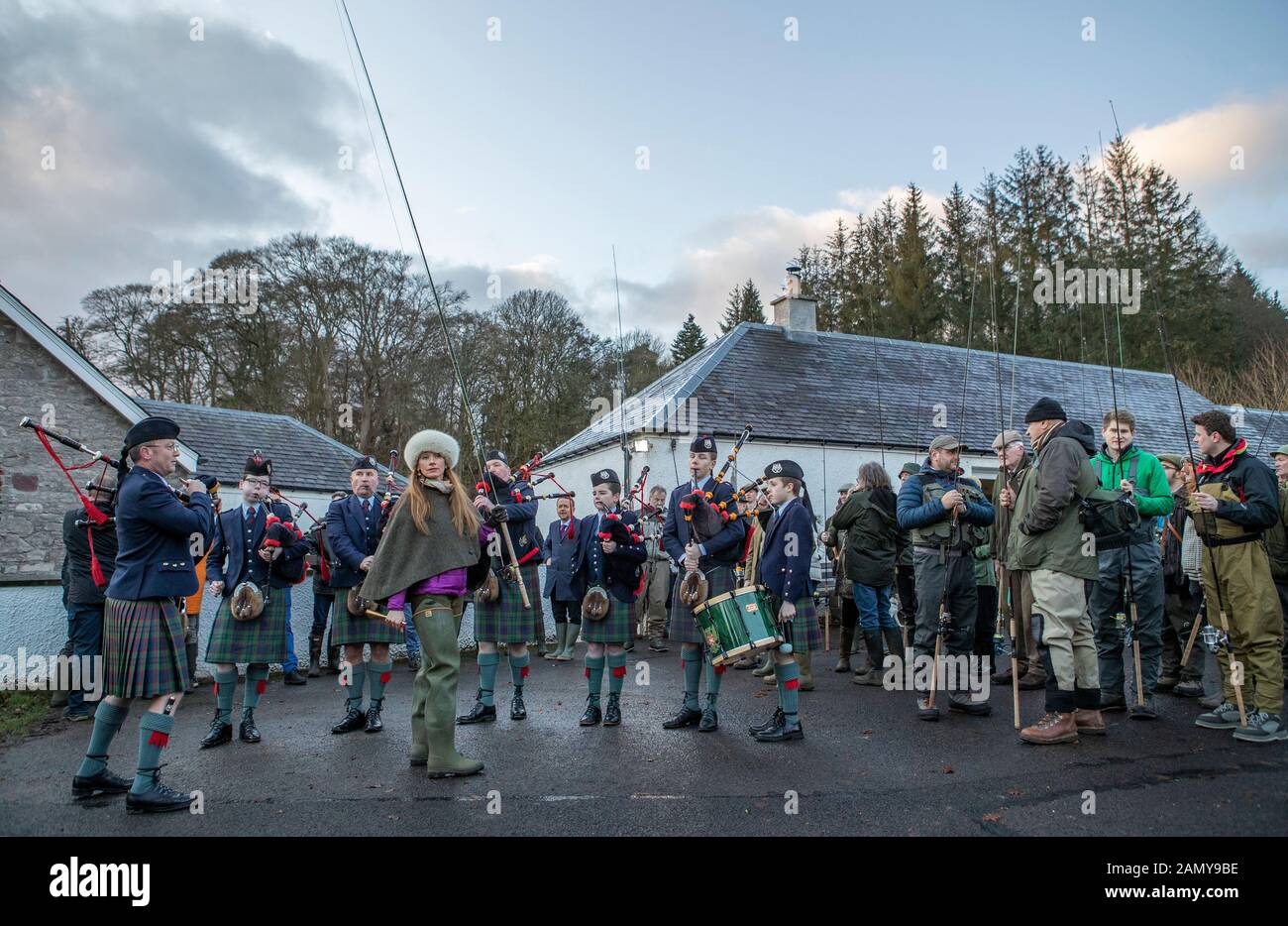 On opening day salmon fishing on river tay kincalven bridge hi-res ...