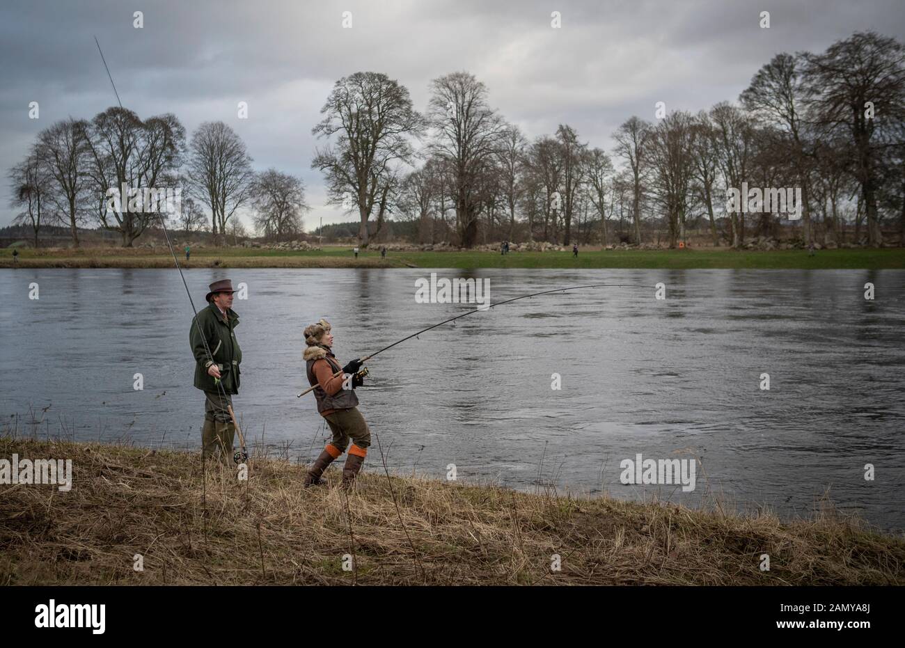 Anglers Simon and Jane Rutherford, from Lancashire, on the opening day ...