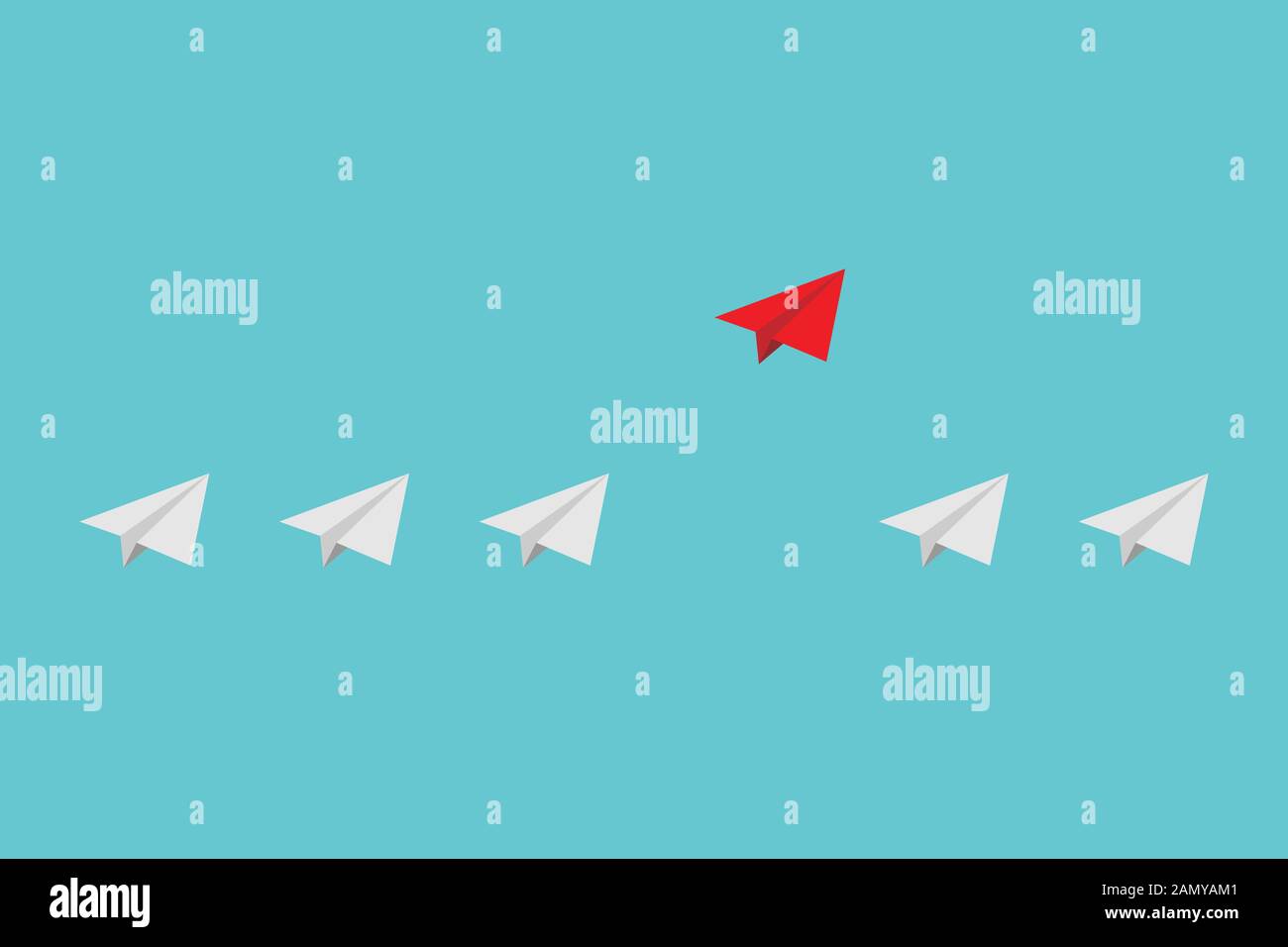 Flat design Leadership teamwork and courage concept. red paper plane ...