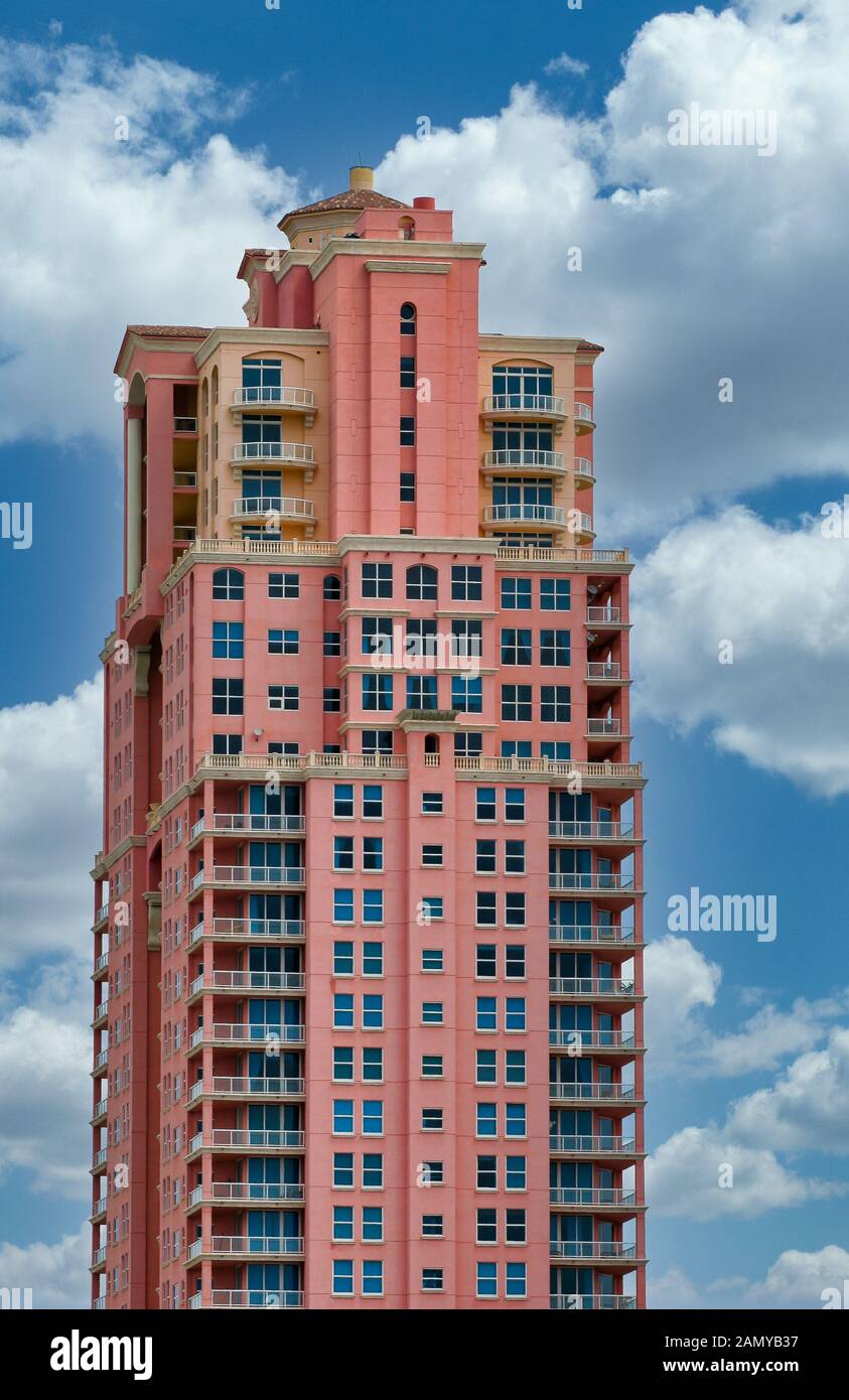 Pink Condo Tower on Sky Stock Photo - Alamy