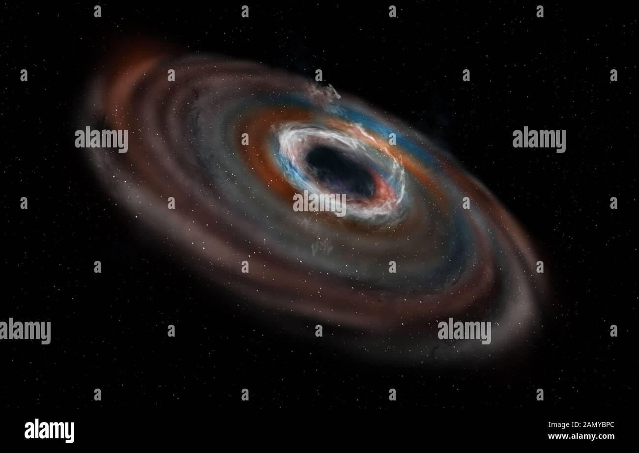 3d illustration. imaginary deep space black hole formation Stock Photo ...
