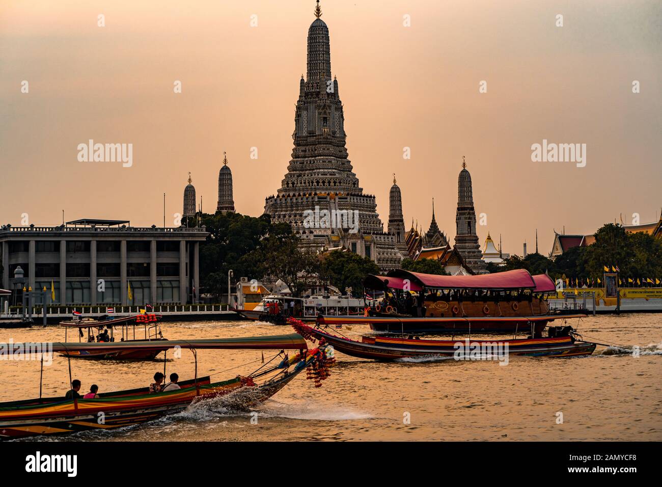 Temple at river side, Thailand Stock Photo - Alamy