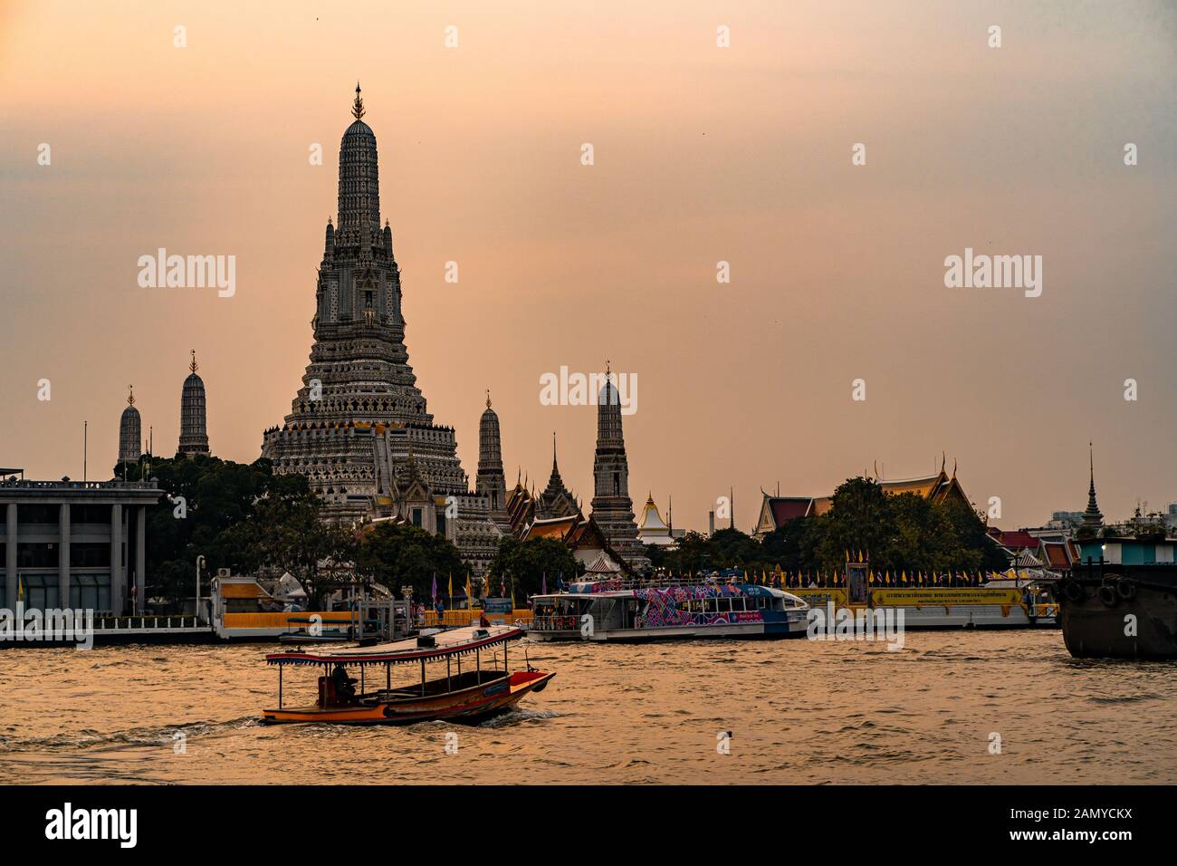Temple at river side, Thailand Stock Photo - Alamy
