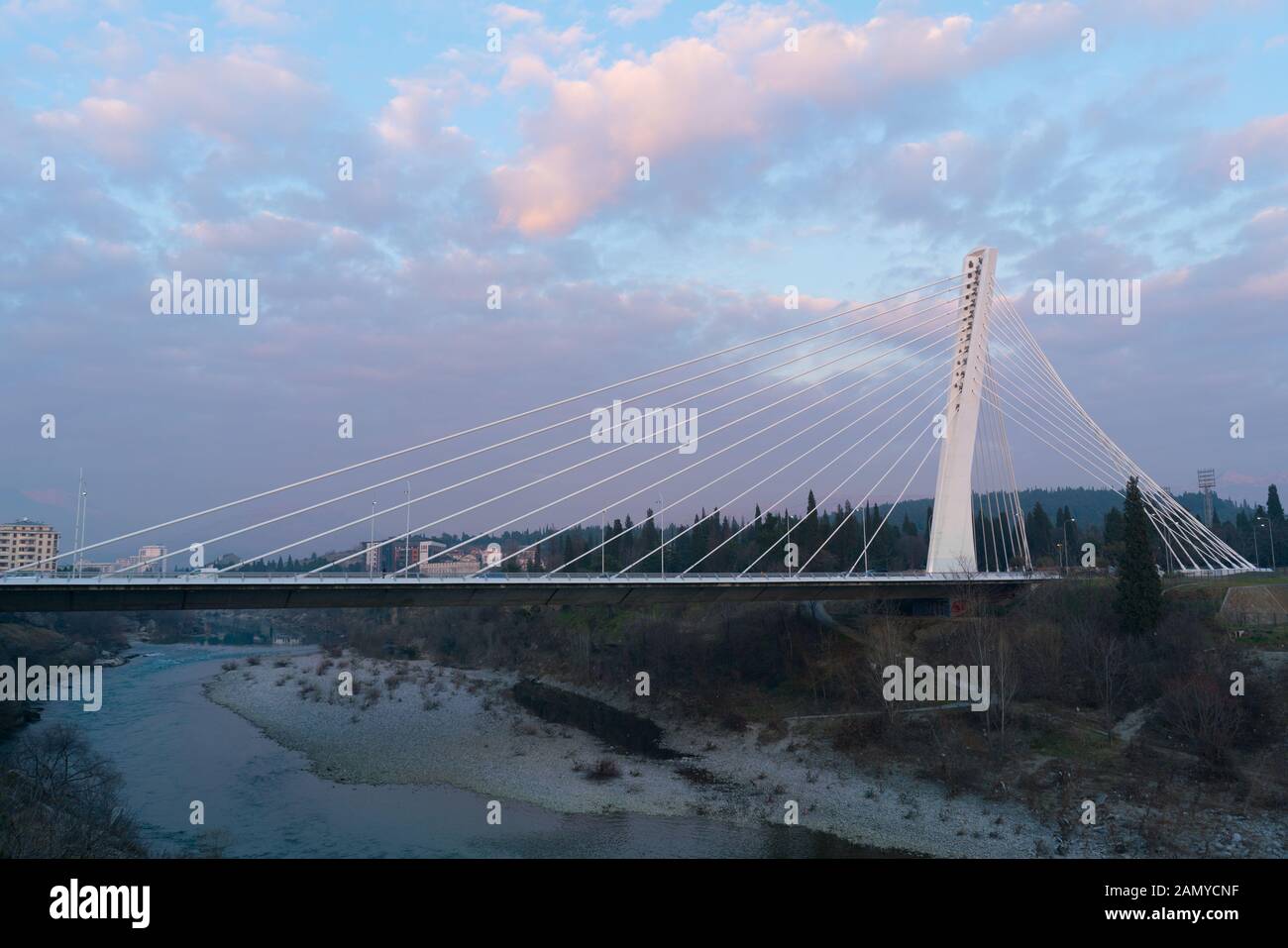Millennium bridge details over Moraca river in Podgorica Stock Photo ...