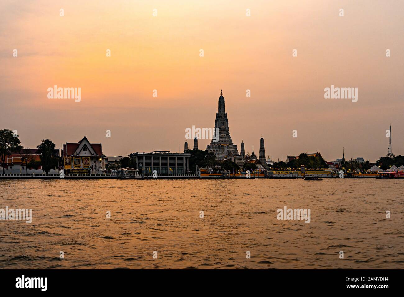 Temple at river side, Thailand Stock Photo - Alamy