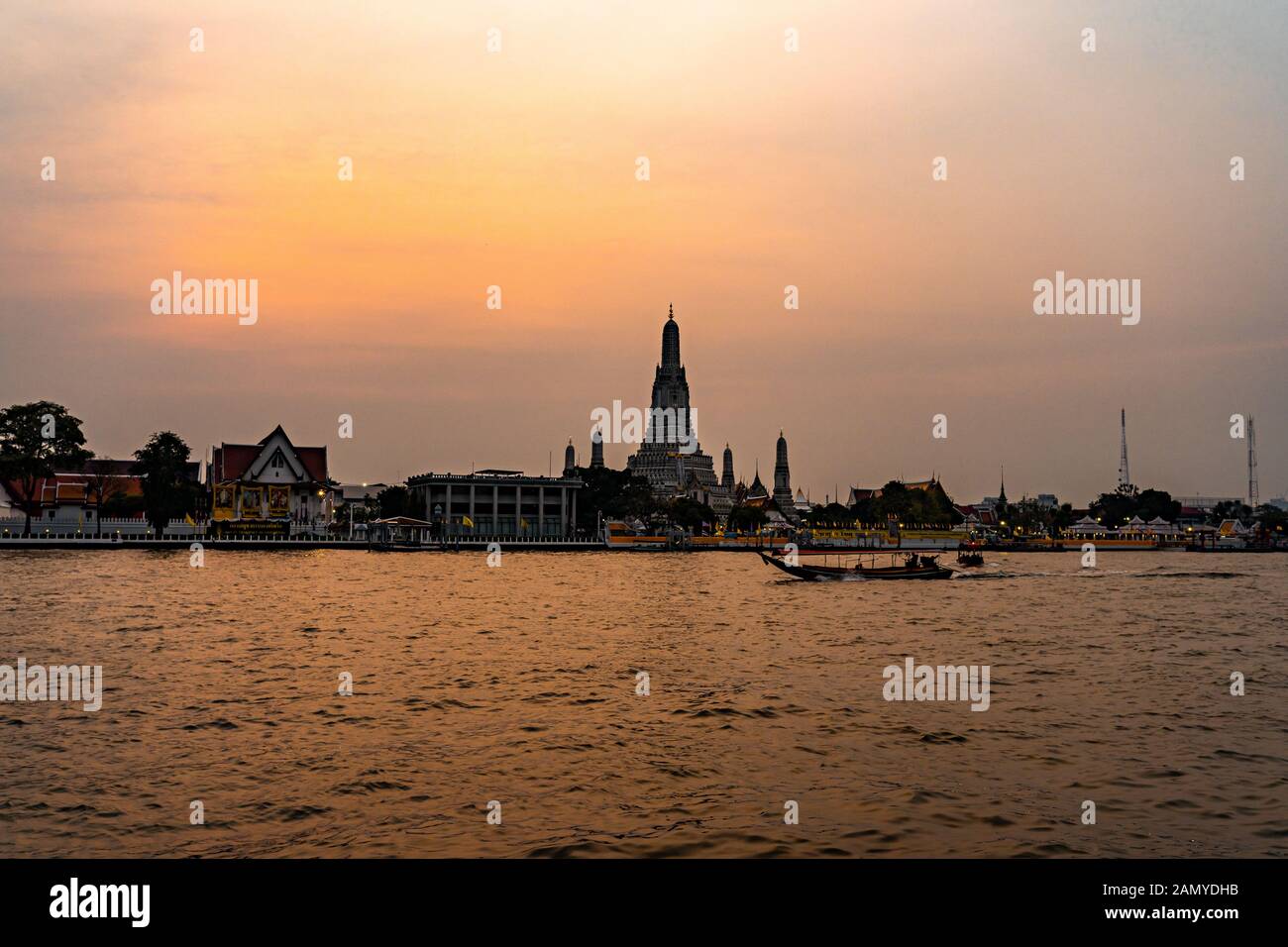 Temple at river side, Thailand Stock Photo - Alamy