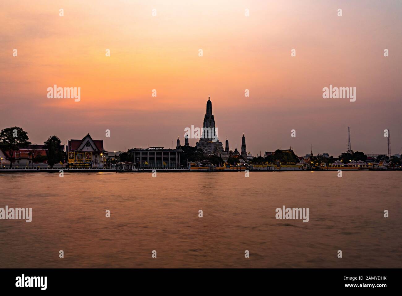 Temple at river side, Thailand Stock Photo - Alamy