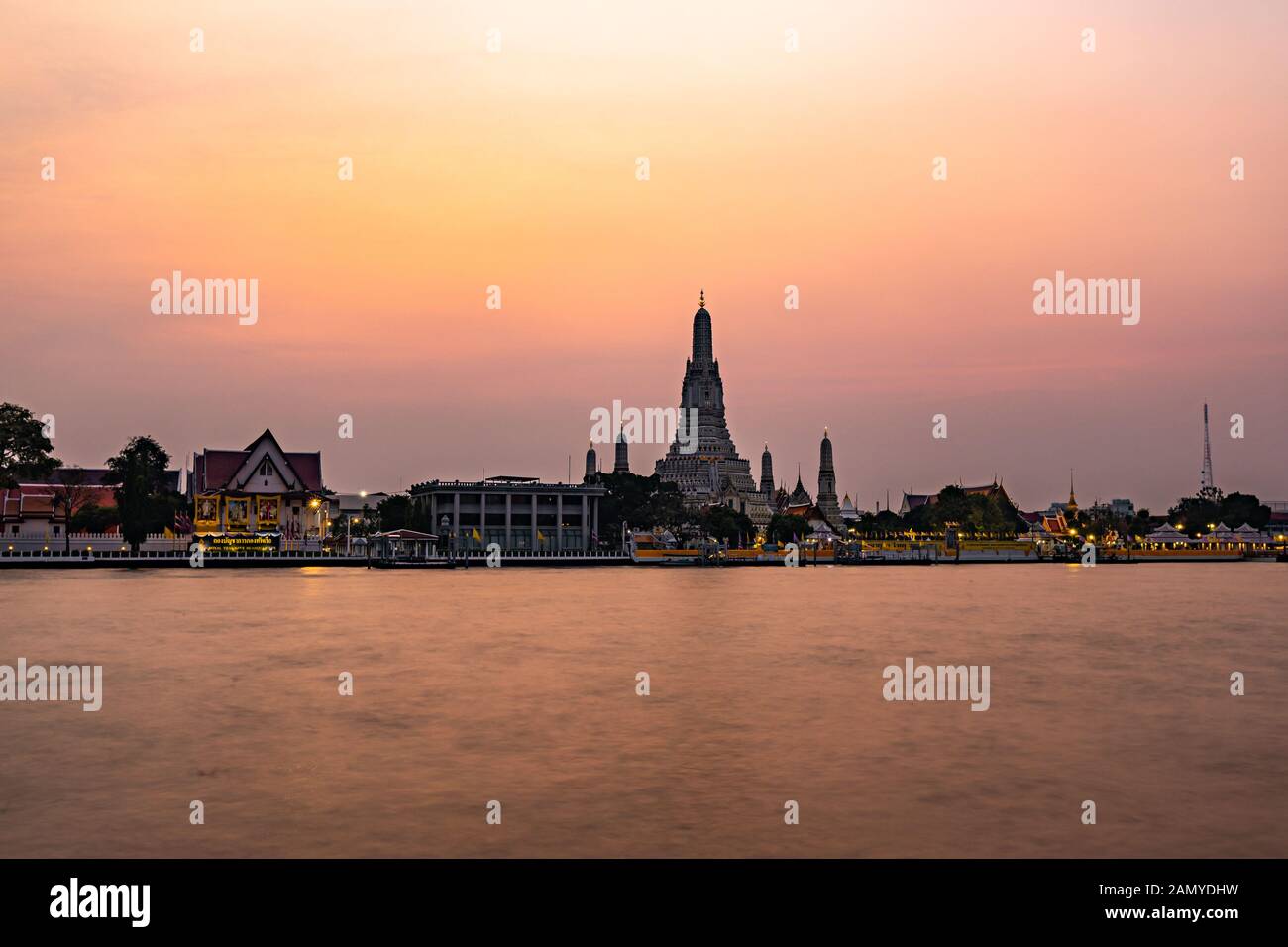 Temple at river side, Thailand Stock Photo - Alamy