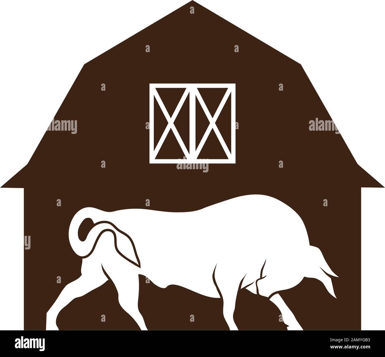 bull and barn in behind Stock Vector Image & Art - Alamy