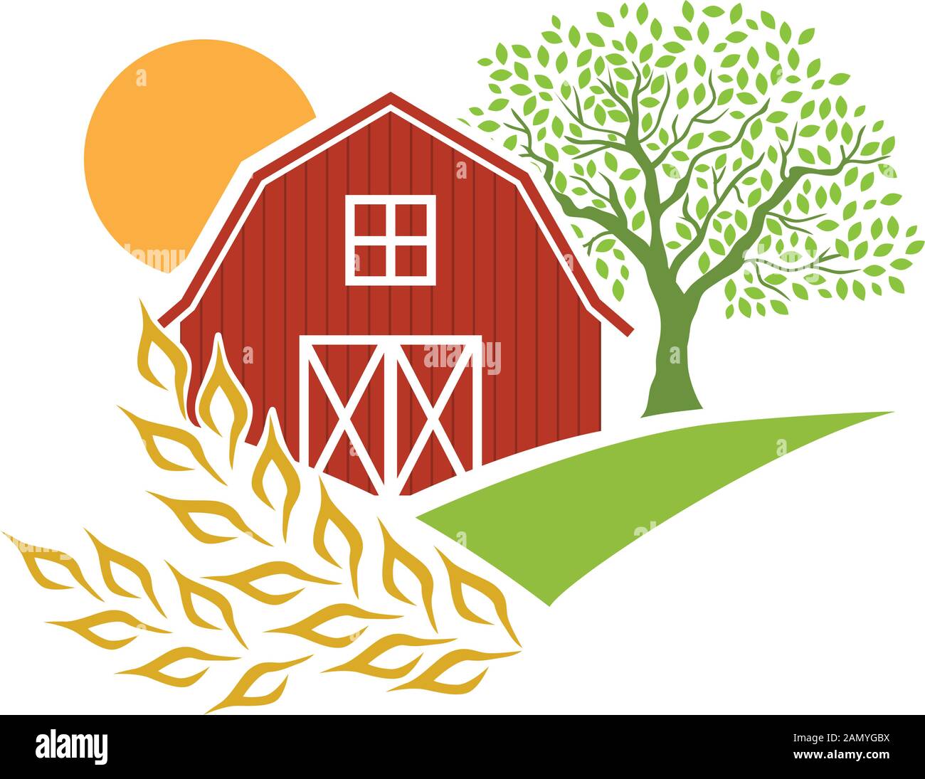 barn and wheat, vector graphic design element Stock Vector Image & Art ...