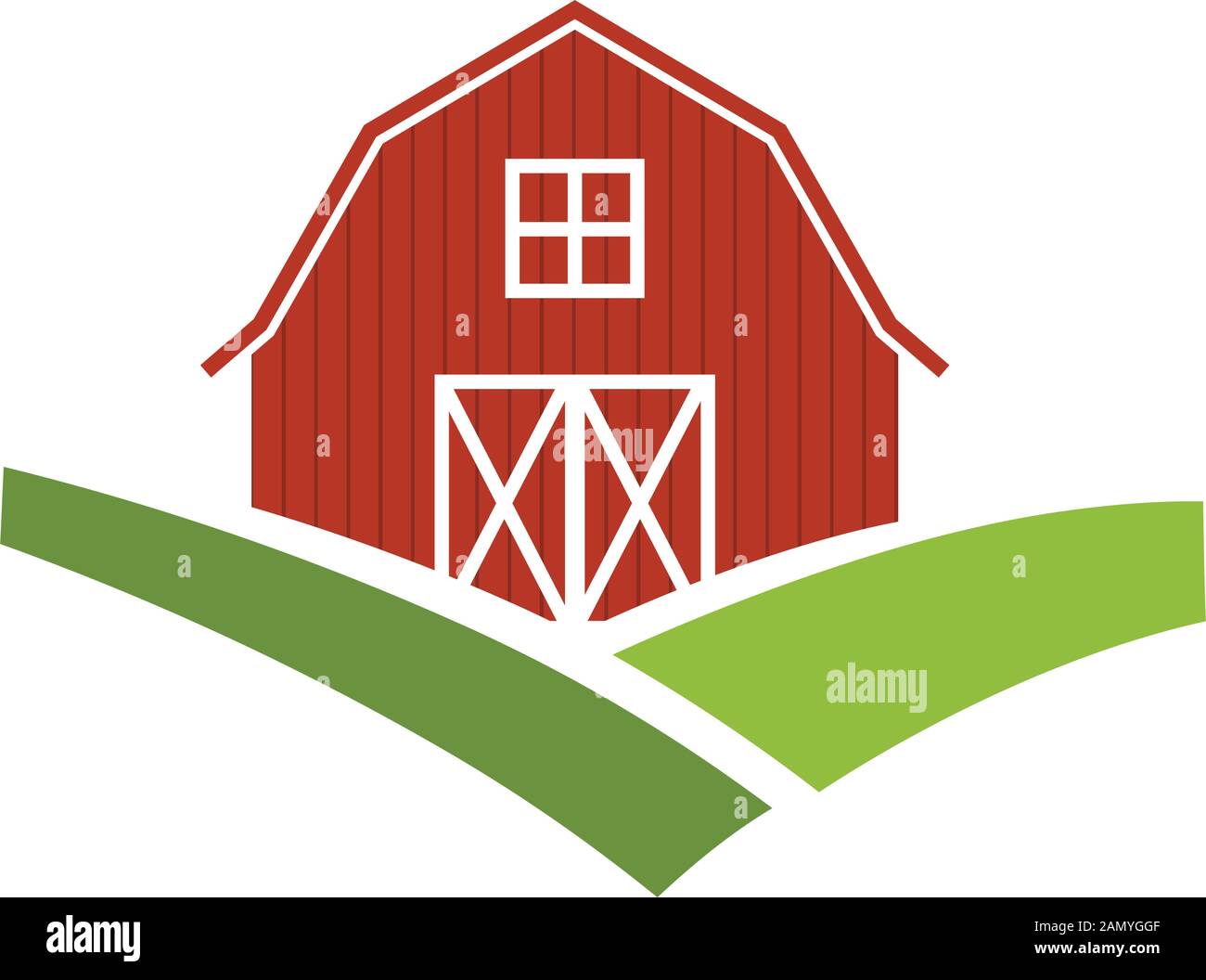 barn and green fields, vector graphic design element Stock Vector Image ...