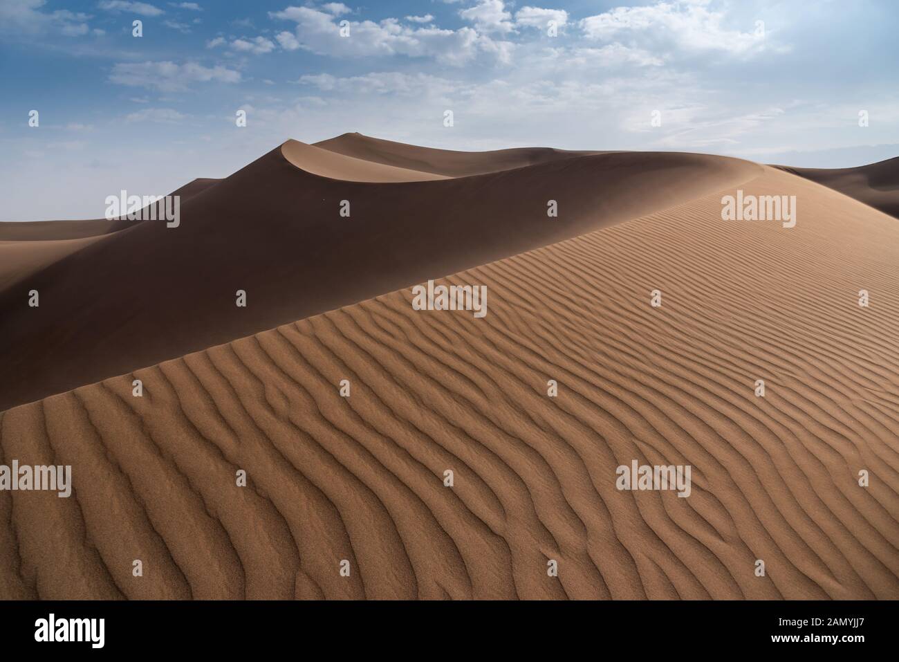 the formation of waved sand textures or pattern on a sand dune in dasht ...