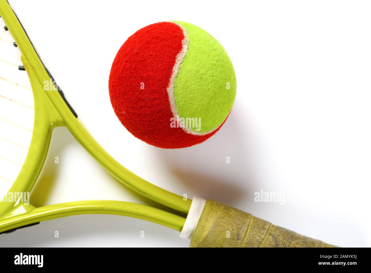 top view tennis ball and racket horizontal composition Stock Photo - Alamy