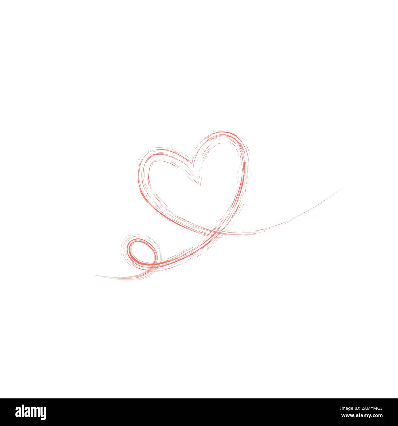 Heart in continuous drawing lines in a flat style in continuous drawing ...