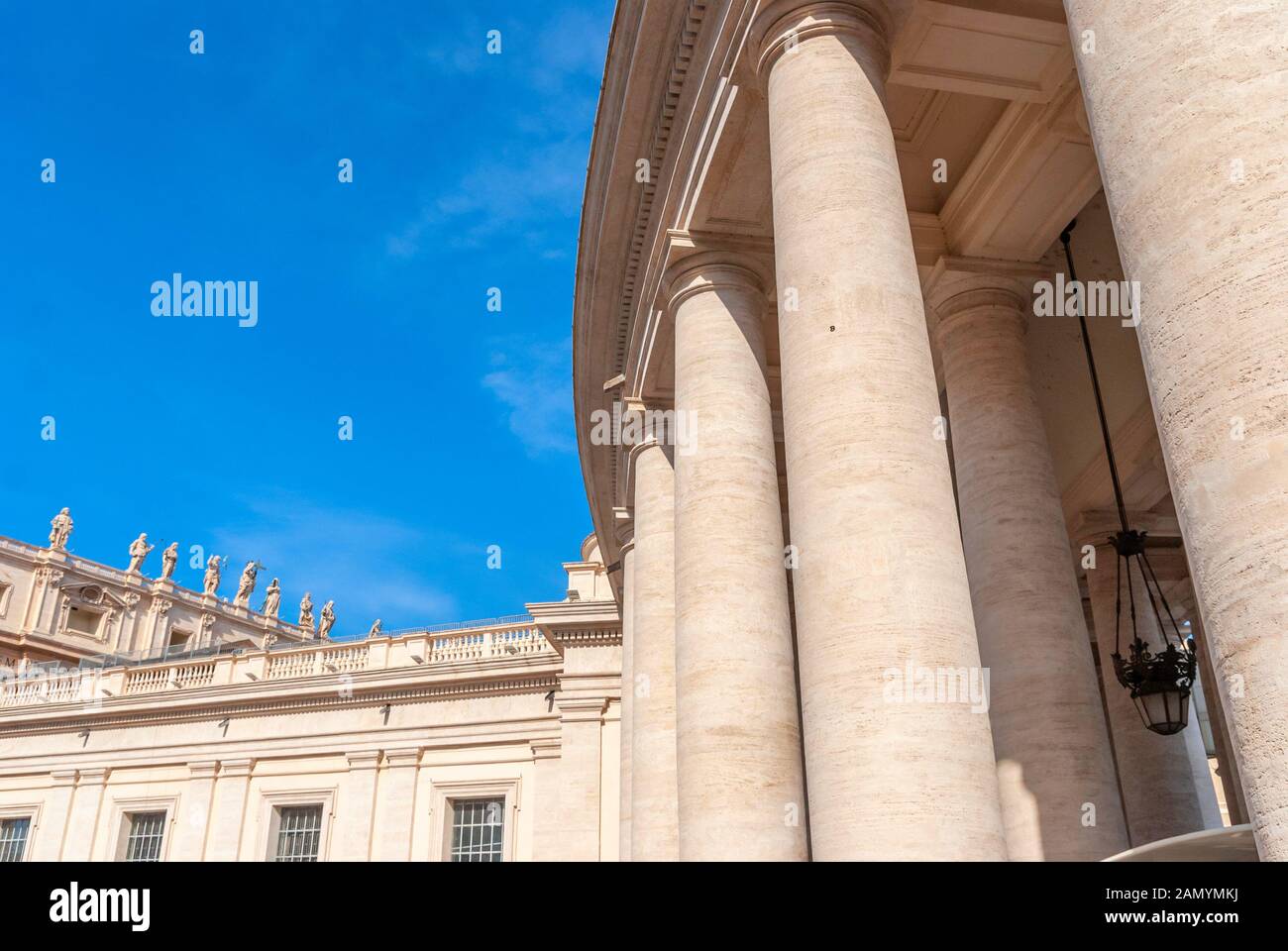 Fragments of the Papal Basilica of St. Peter in the Vatican and columns ...