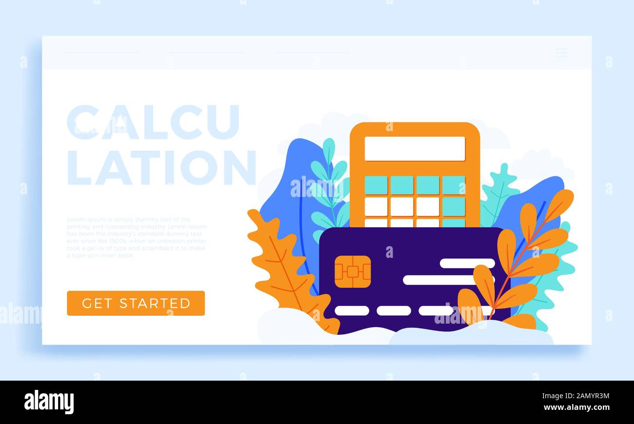 Calculator and credit card vector stock illustration isolated for ...