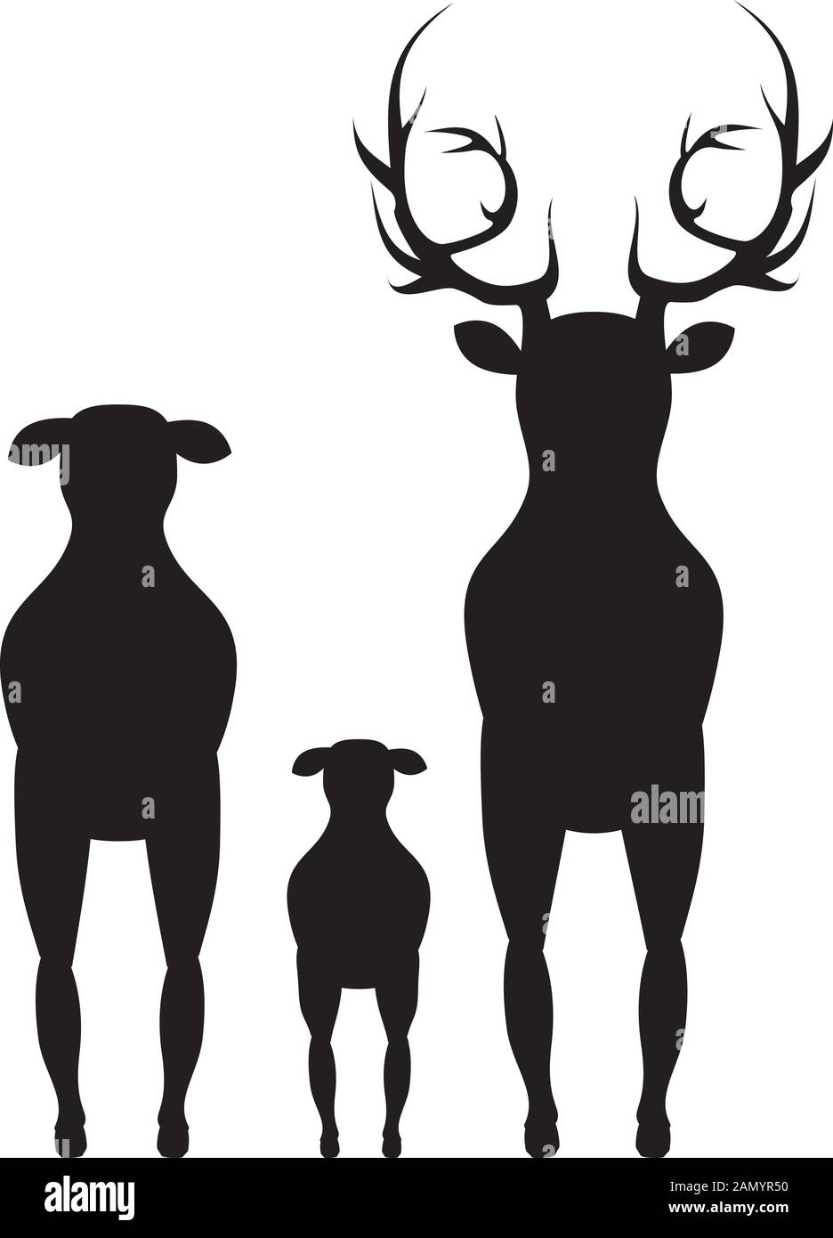 Abstract black silhouette of a stylized cartoon deer Stock Vector Image ...