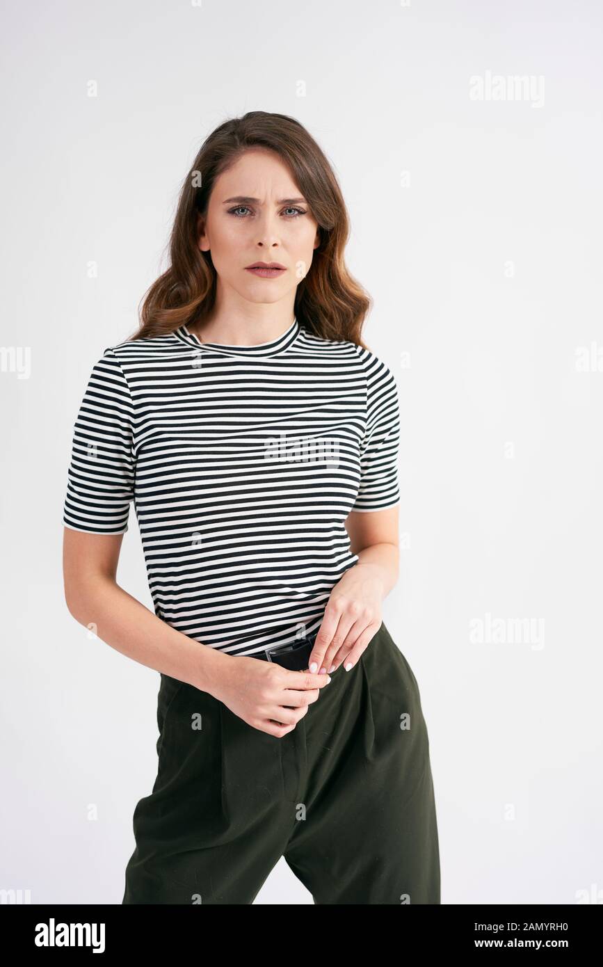 Woman serious studio portrait hi-res stock photography and images - Alamy