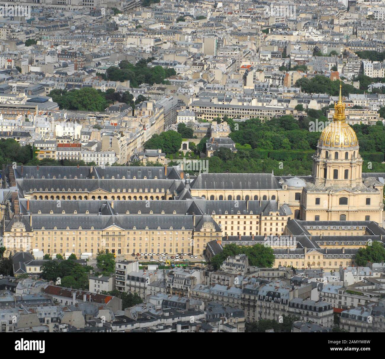 A beautiful aerial view of the city of Paris featuring the dome of Les ...