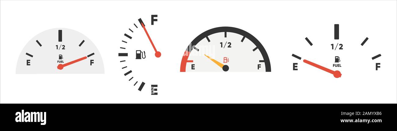 Set of Fuel gauge scales. Fuel meter. Fuel indicator. Gas tank gauge ...