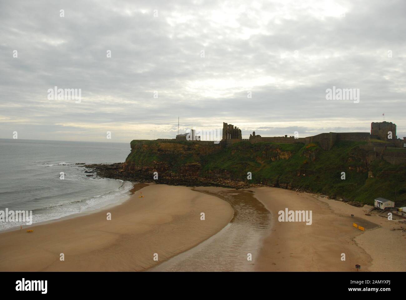 King Edwards Bay Tynemouth with view of Tynemouth Priory on top of ...