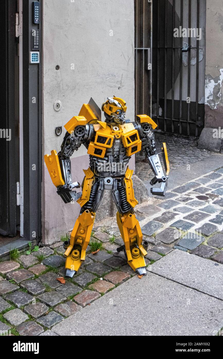 Model man made out of scrap metal material outside Art World in ...