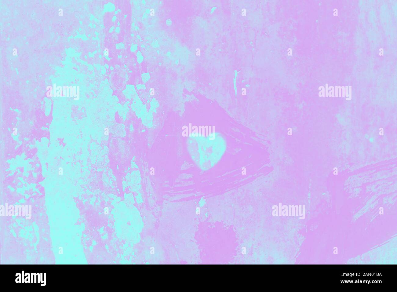 Magenta and turquoise gradient colors background with small heart. Old ...