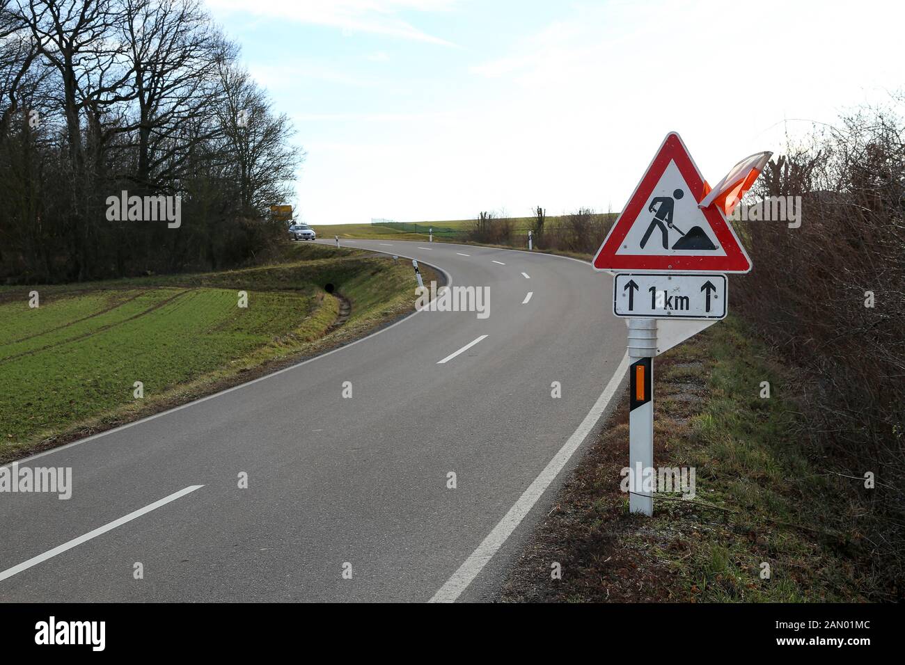 Traffic sign indicates that work is underway on the road Stock Photo ...