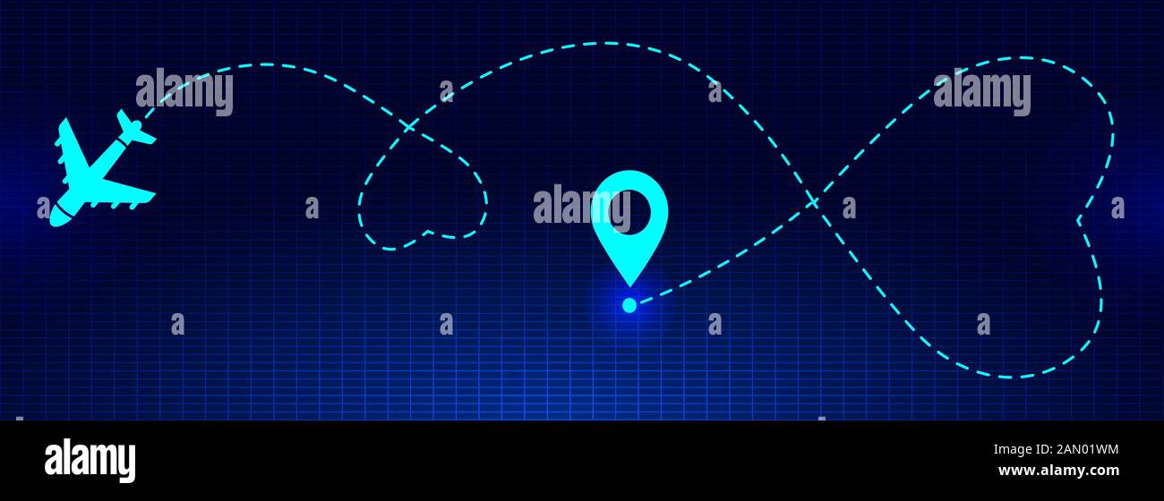 Double love airplane route in space. Romantic travel simbol, heart ...