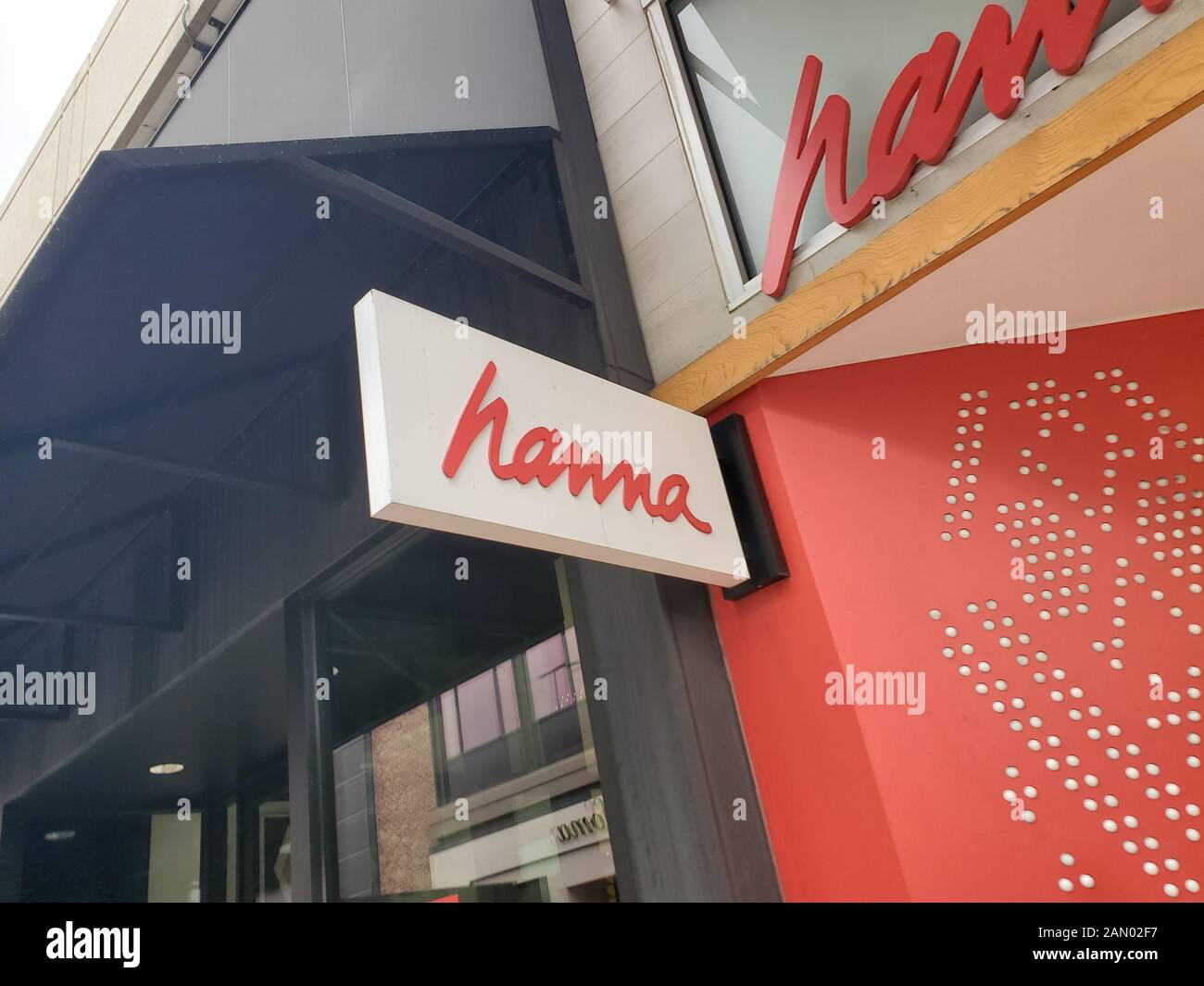 Sign on facade at Hanna Andersson clothing boutique at the Broadway ...