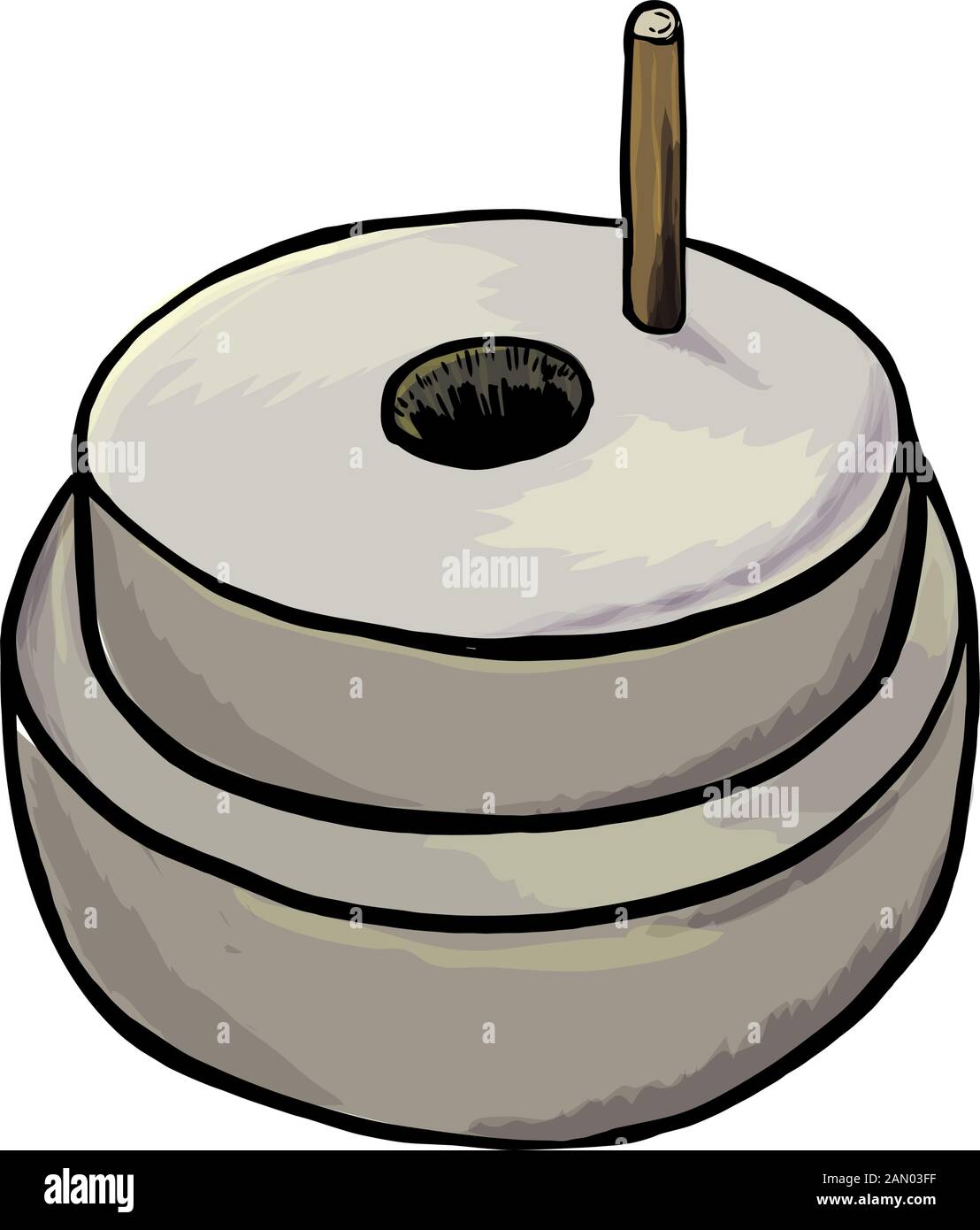 Hand millstones for grain with handle holder. Vintage. Hand realistic ...