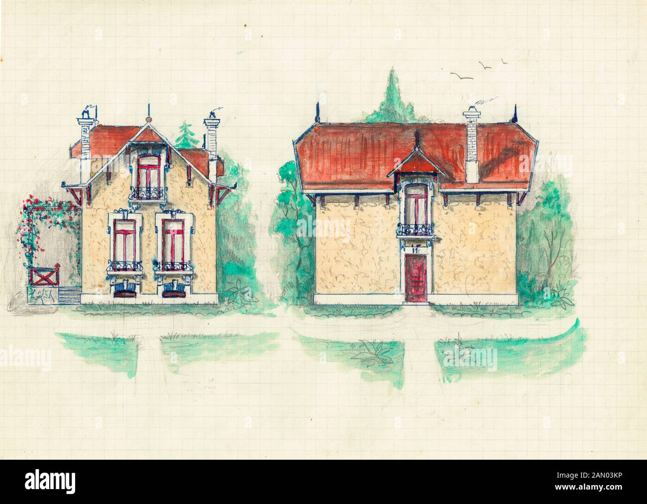 Old architect's drawing, Lyon, France Stock Photo - Alamy