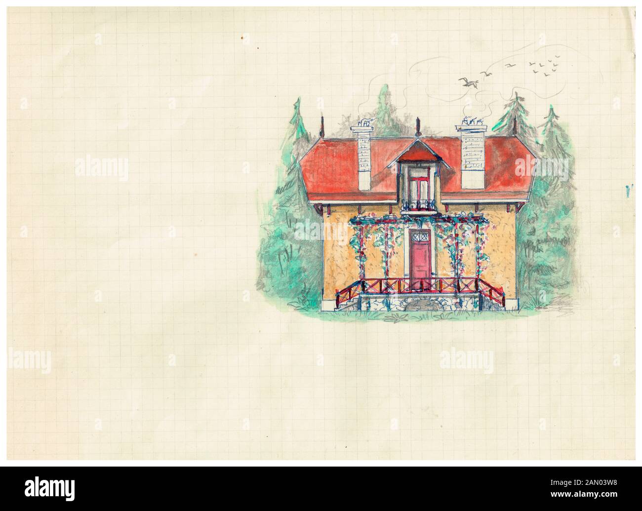 Old architect's drawing, Lyon, France Stock Photo - Alamy