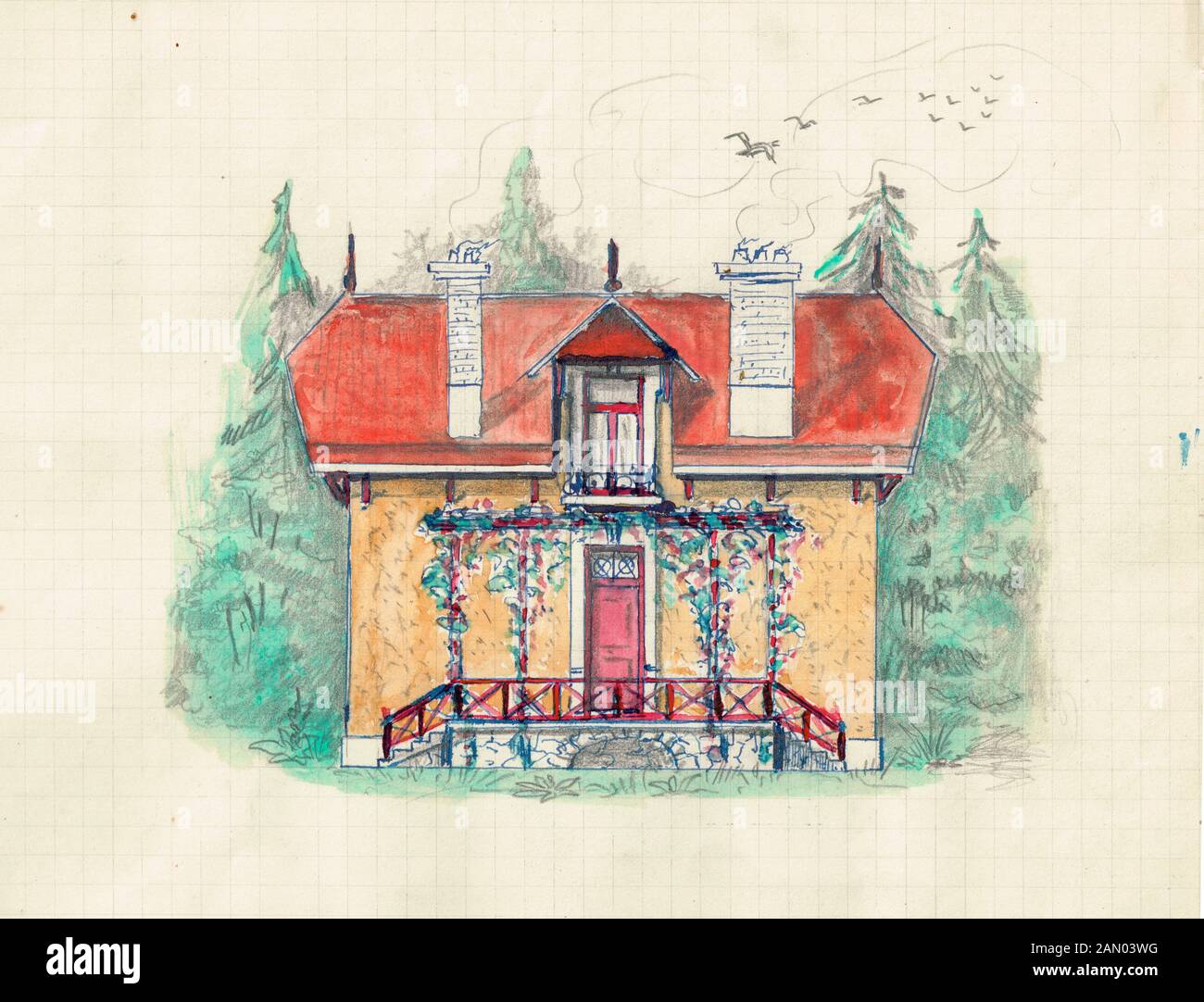 Old architect's drawing, Lyon, France Stock Photo - Alamy