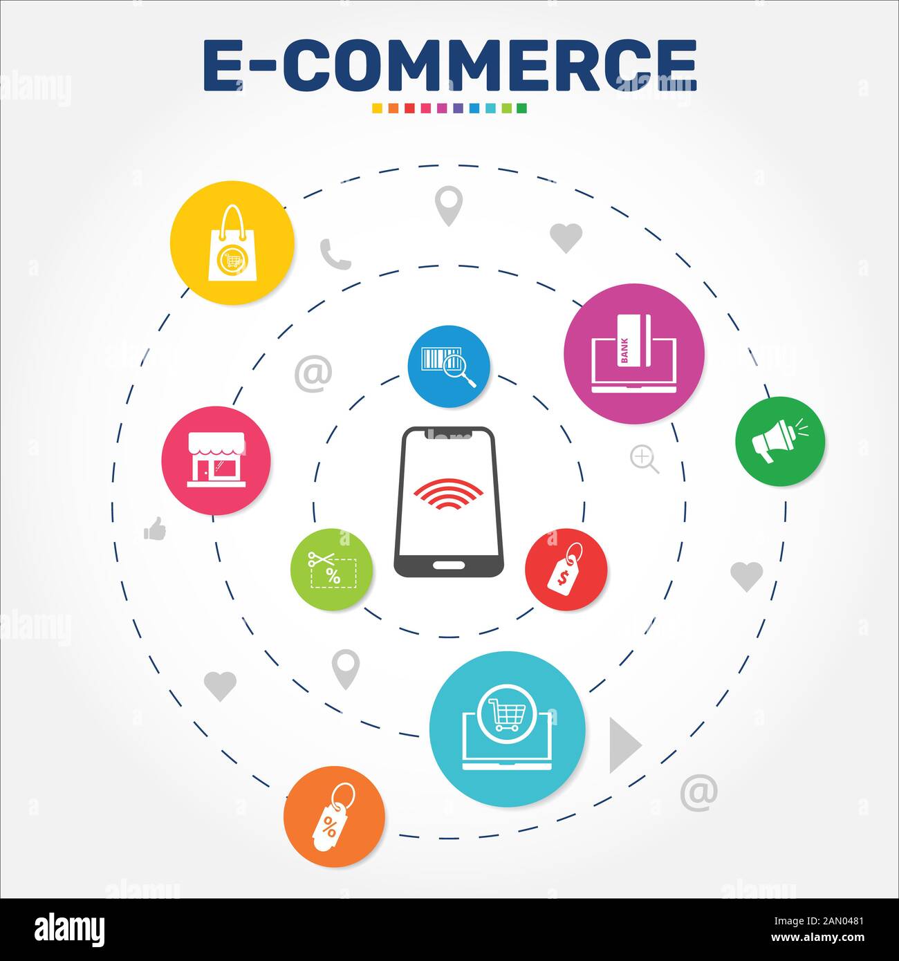 E-Commerce Infographics design. Timeline concept include shopping bag ...