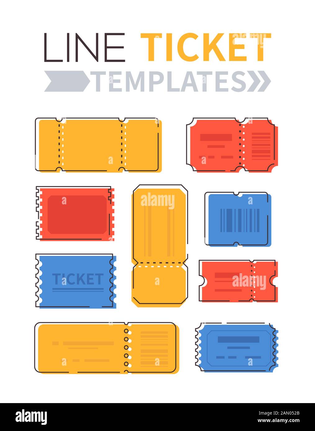 Line ticket templates - set of vector elements Stock Vector Image & Art ...
